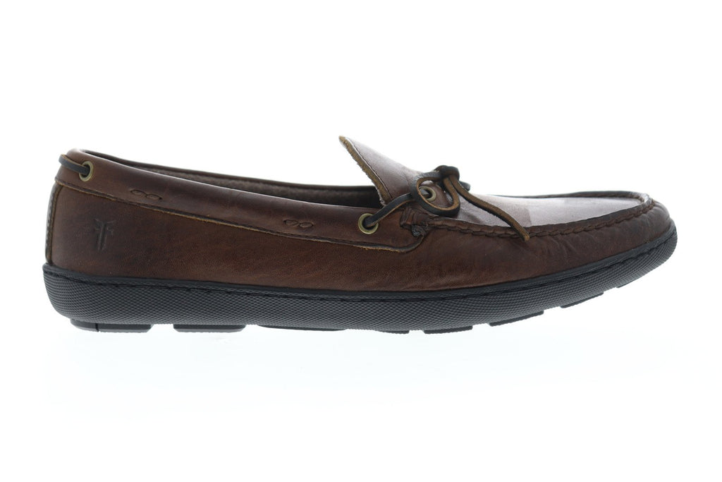 Frye Hugh Tie 80495 Mens Brown Leather Deck Lace Up Moccasin Loafers S ...