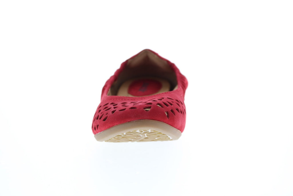 Earth Breeze Soft Buck Womens Red Nubuck Slip On Ballet Flats Shoes ...