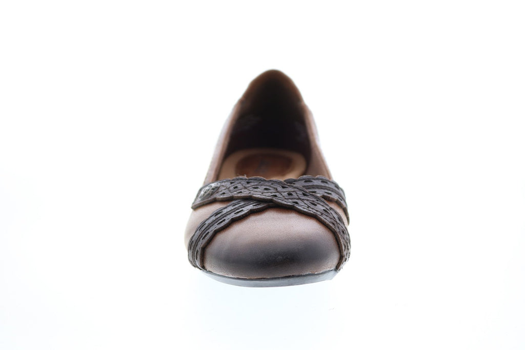 Earth Monarch Tumbled Leather Womens Brown Slip On Ballet Flats Shoes ...