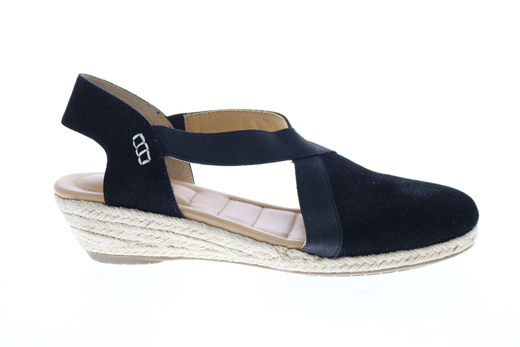 Me Too Nissa Closed Toe Elastic Wedge Womens Black Wedges Heels Shoes ...