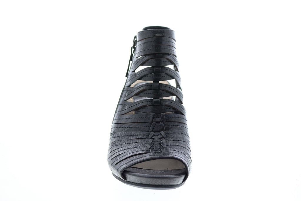Earthies Siena SIENA-BLK Womens Black Leather Zipper Pumps Heels Shoes ...