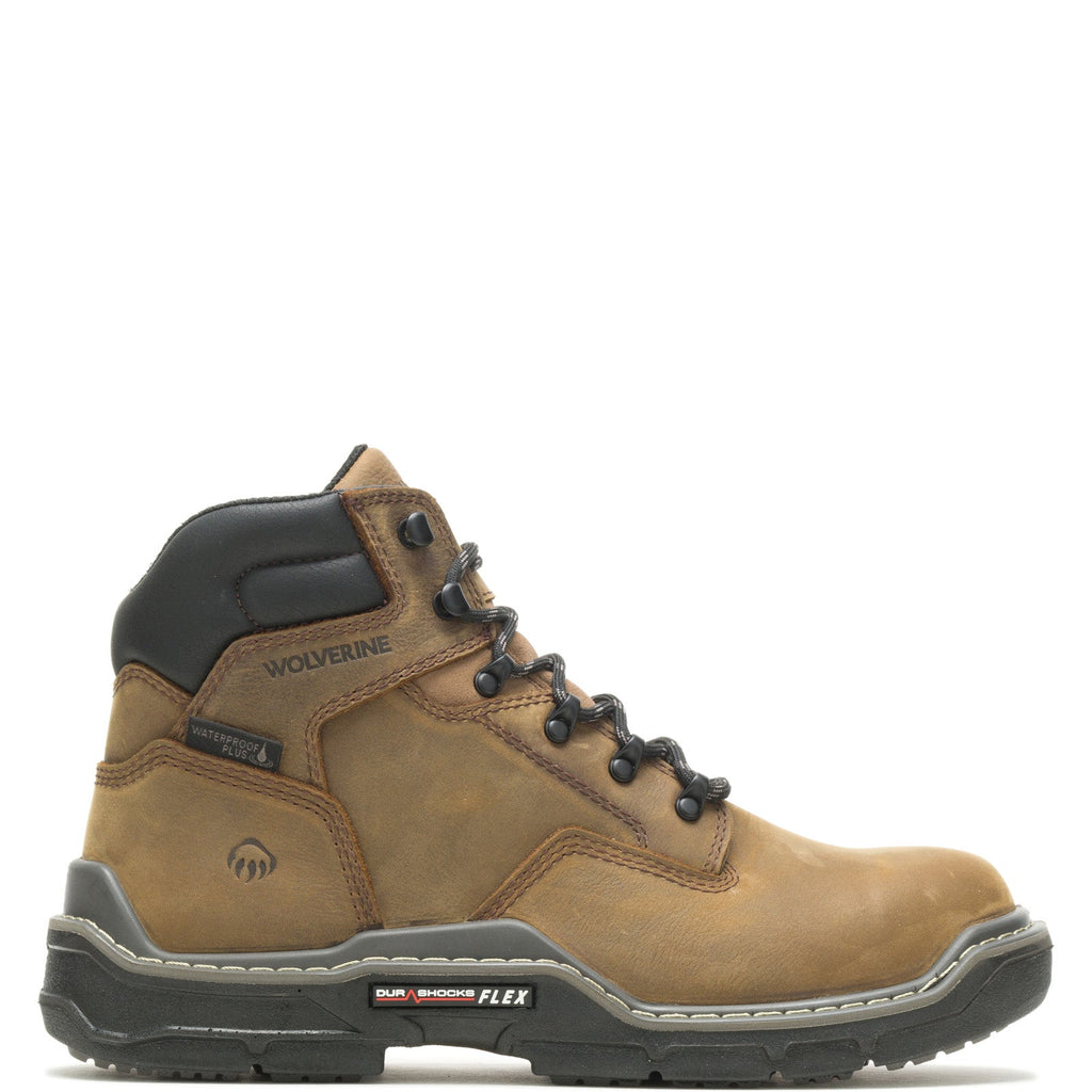 Wolverine Raider DuraShocks Waterproof CarbonMax 6" Mens Brown Work Bo ...