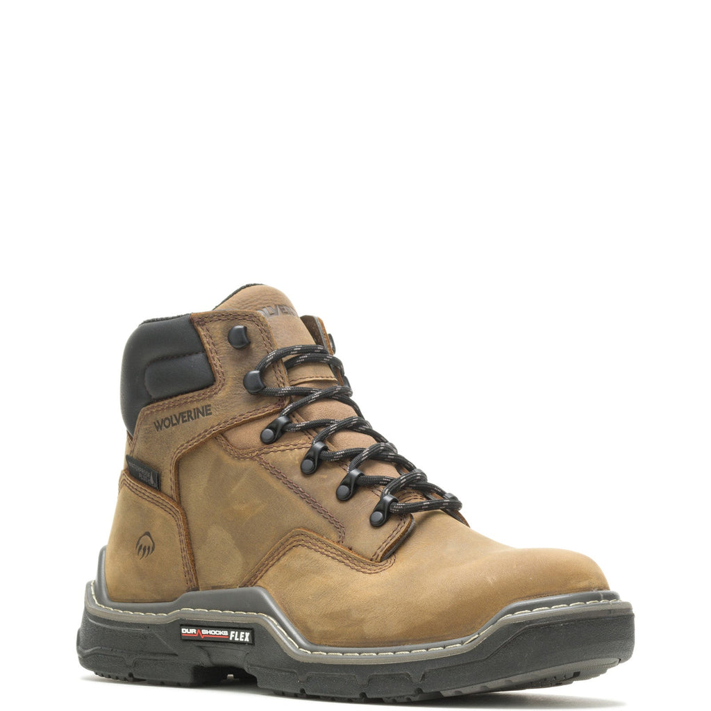 Wolverine Raider DuraShocks Waterproof CarbonMax 6" Mens Brown Work Bo ...