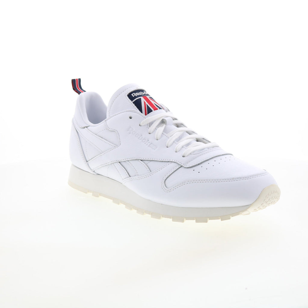 Reebok Classic Leather Mens White Leather Lifestyle Sneakers Shoes ...