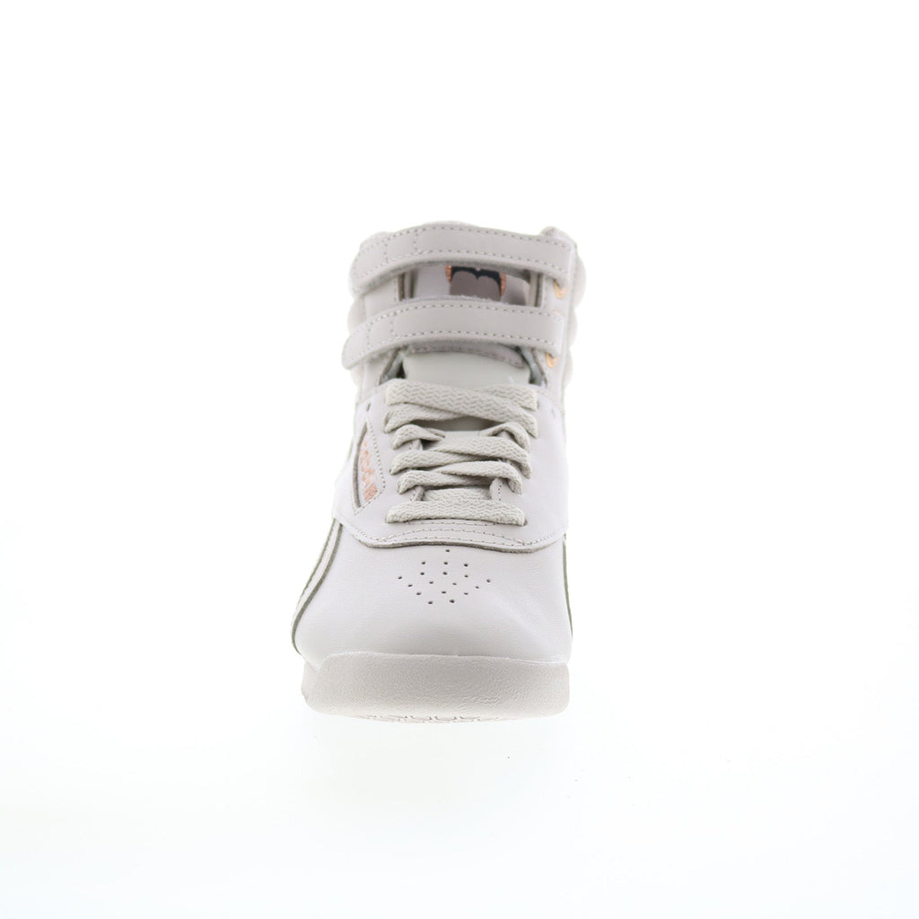 Reebok Cardi B Freestyle HI Womens Gray Leather Lifestyle Sneakers Sho ...