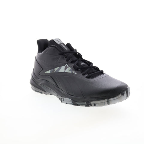 Reebok More Buckets Mens Black Leather Lace Up Athletic Basketball Sho ...
