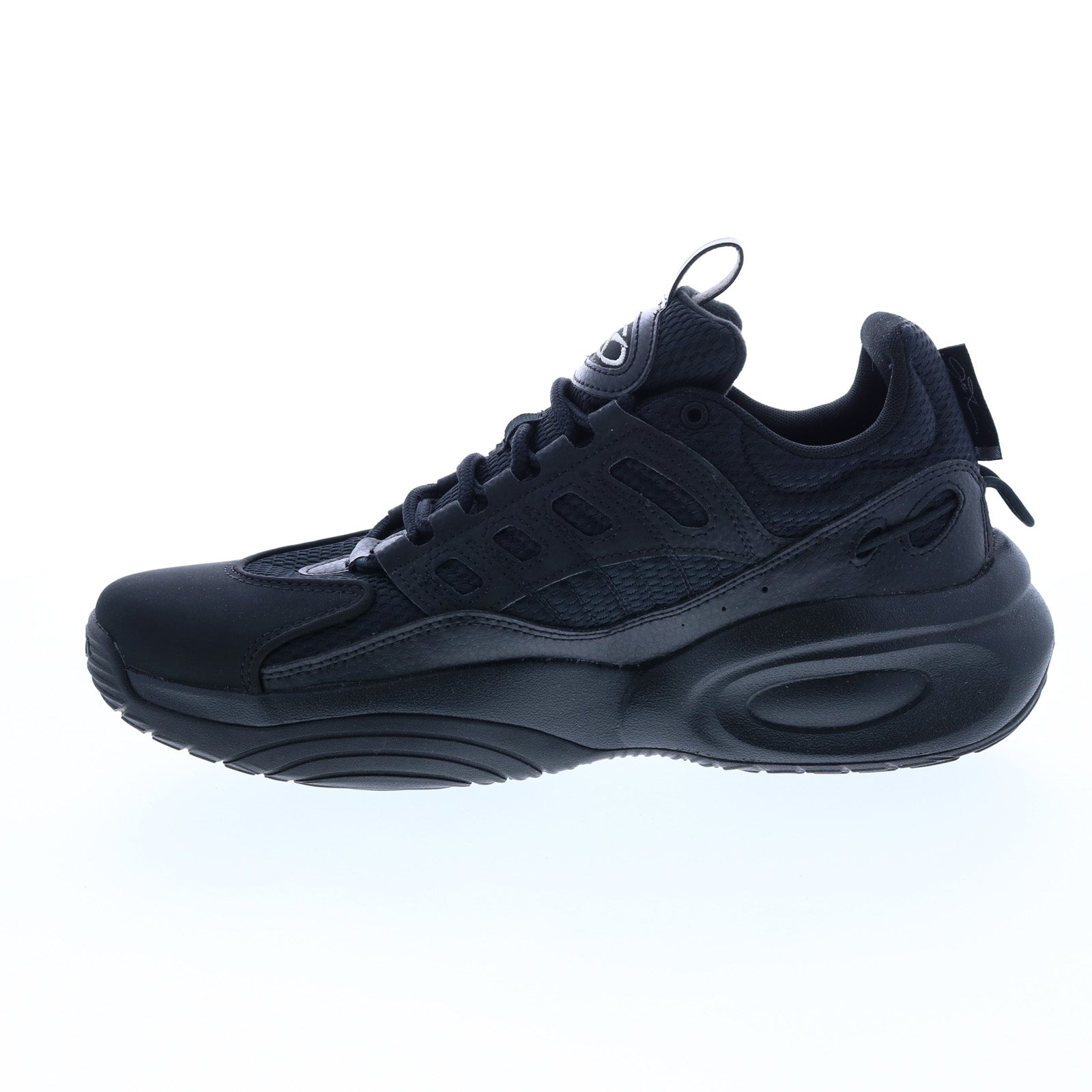 Reebok Solution Mid Mens Black Leather Lace Up Athletic Basketball Sho ...