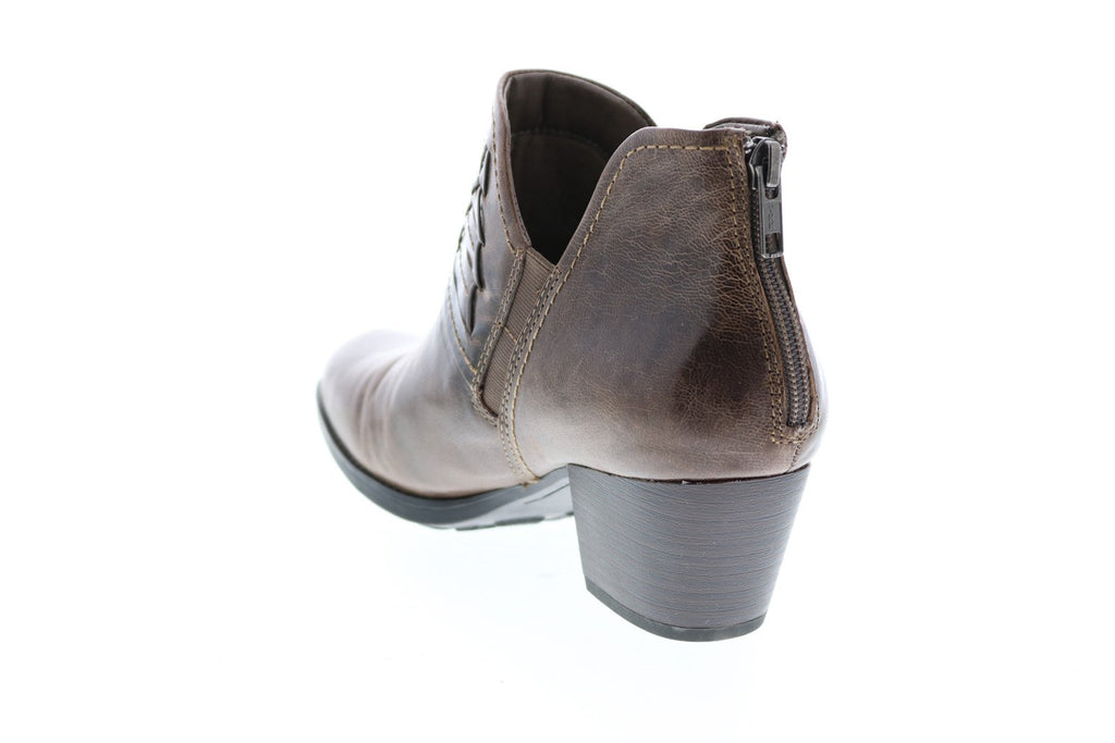 Earth Merlin MERLIN-TAU Womens Brown Leather Zipper Ankle & Booties Bo ...