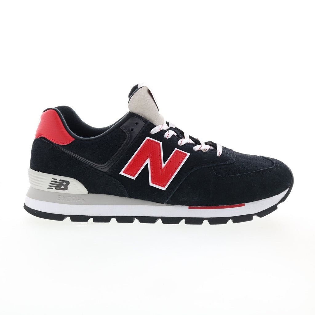 New Balance 574 Rugged ML574DSG Mens Black Suede Lifestyle Sneakers Sh ...