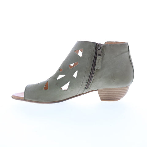 Miz Mooz Current Womens Green Leather Heeled Sandals Shoes - Ruze Shoes