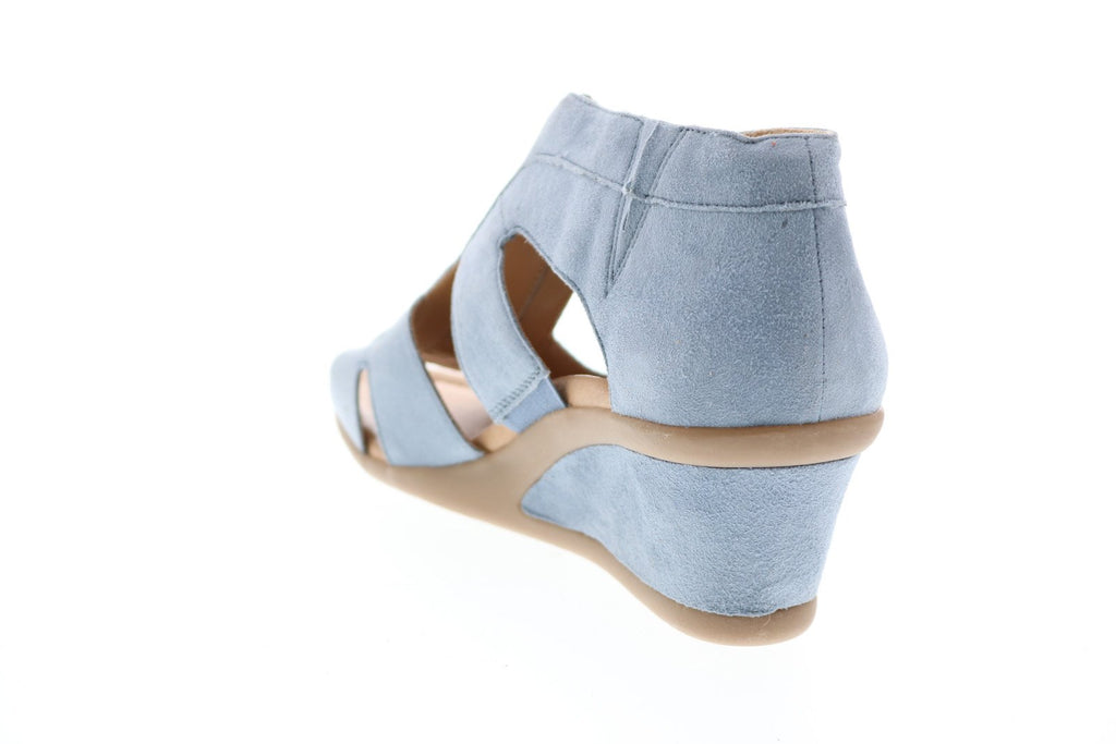 Earth Poppi POPPI-DTB Womens Blue Suede Zipper Wedges Heels Shoes ...