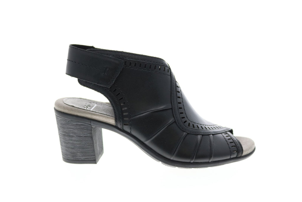 Earth Steph Moza Leather Womens Black Leather Strap Pumps Heels Shoes ...