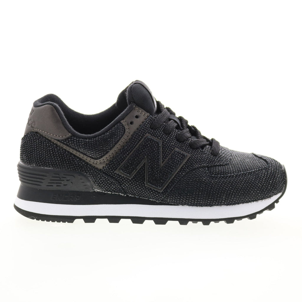 New Balance 574 WL574KB2 Womens Black Synthetic Lifestyle Sneakers Sho ...